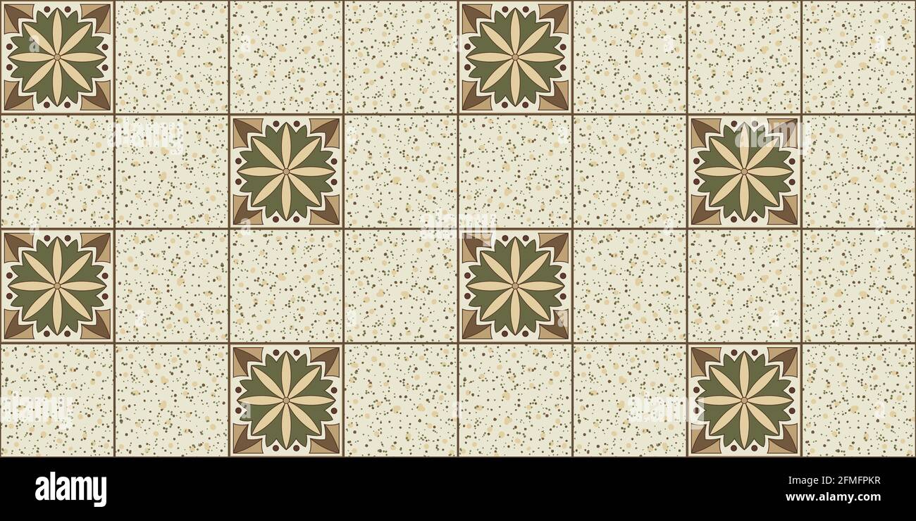 Geometric background square tiles with an ethnic pattern in beige and ...