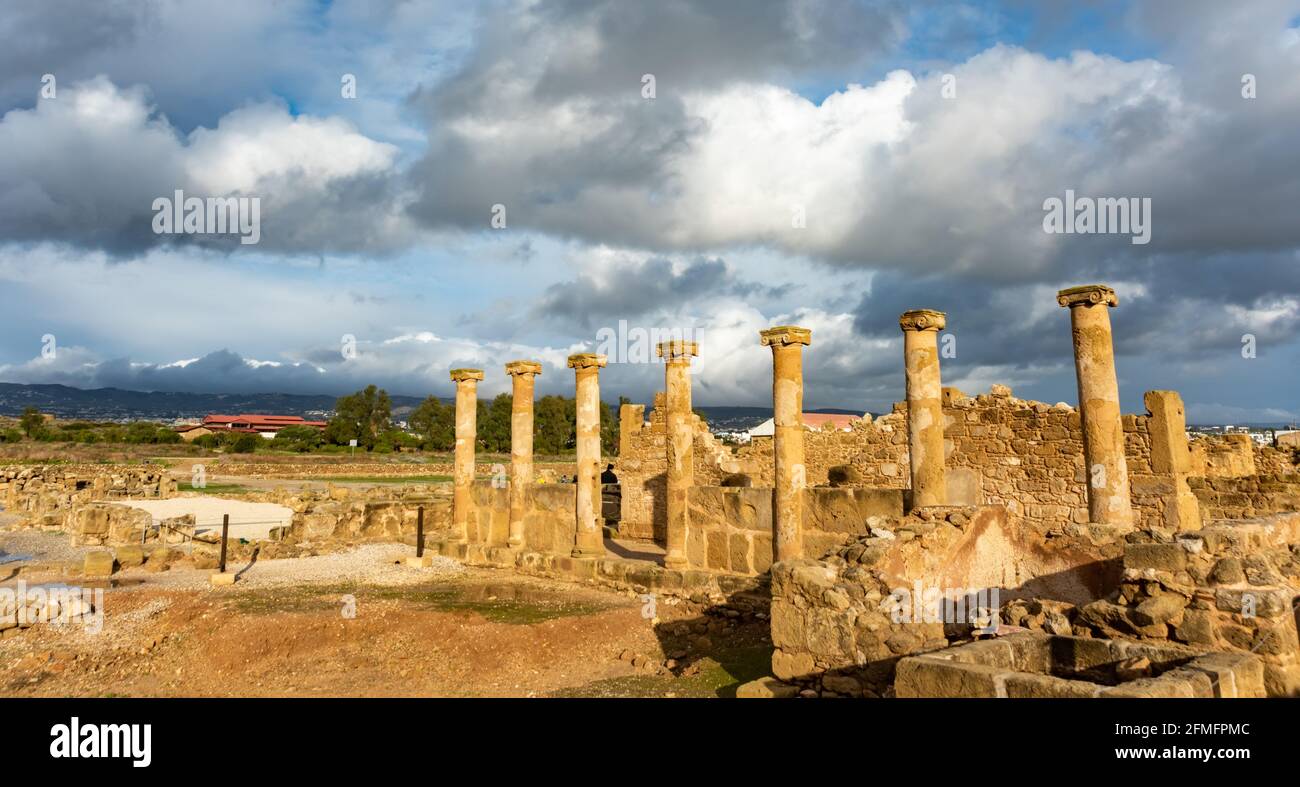 Ancient ruins in Paphos Archaeological Park Cyprus Stock Photo - Alamy