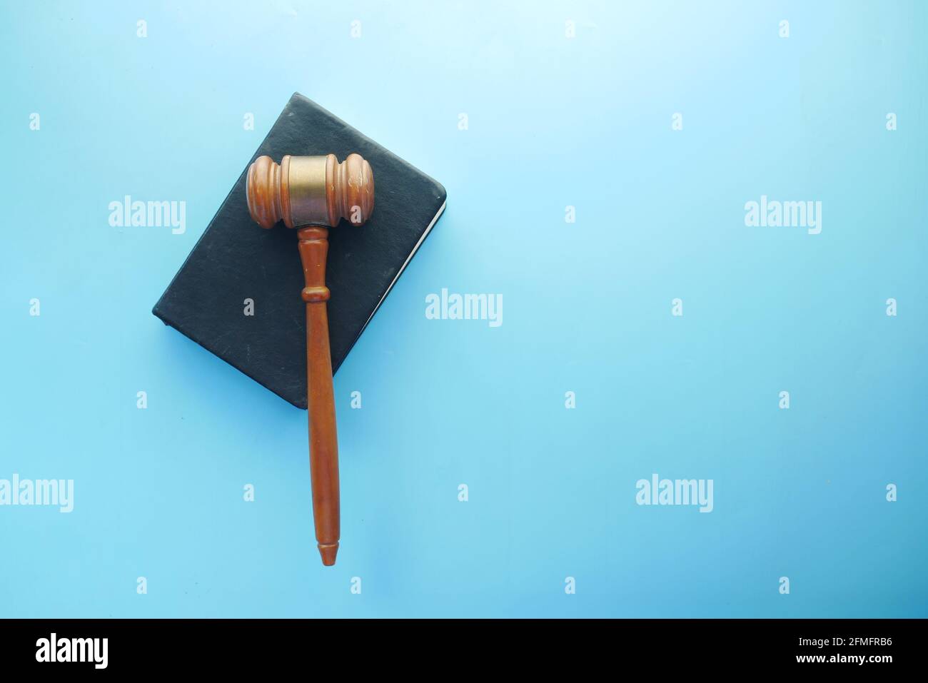 Top view of gavel on color background with copy space Stock Photo - Alamy