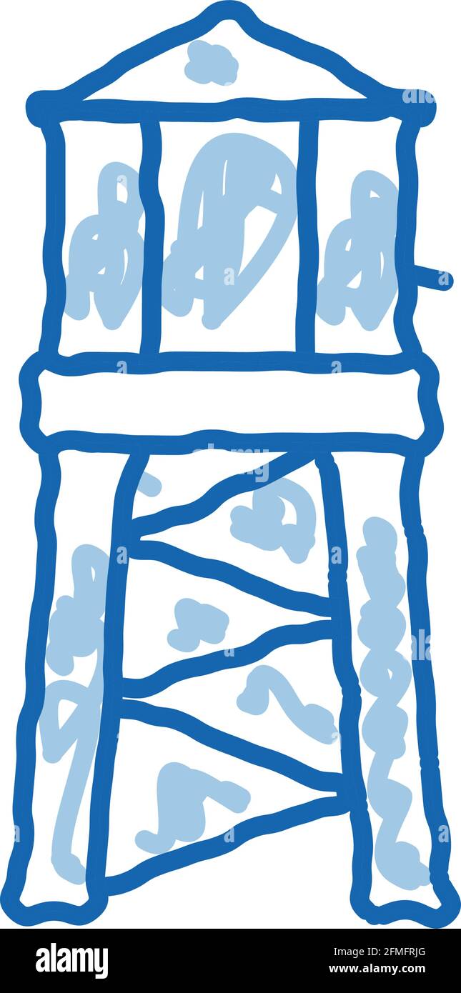 Fire Tower With Water doodle icon hand drawn illustration Stock Vector ...