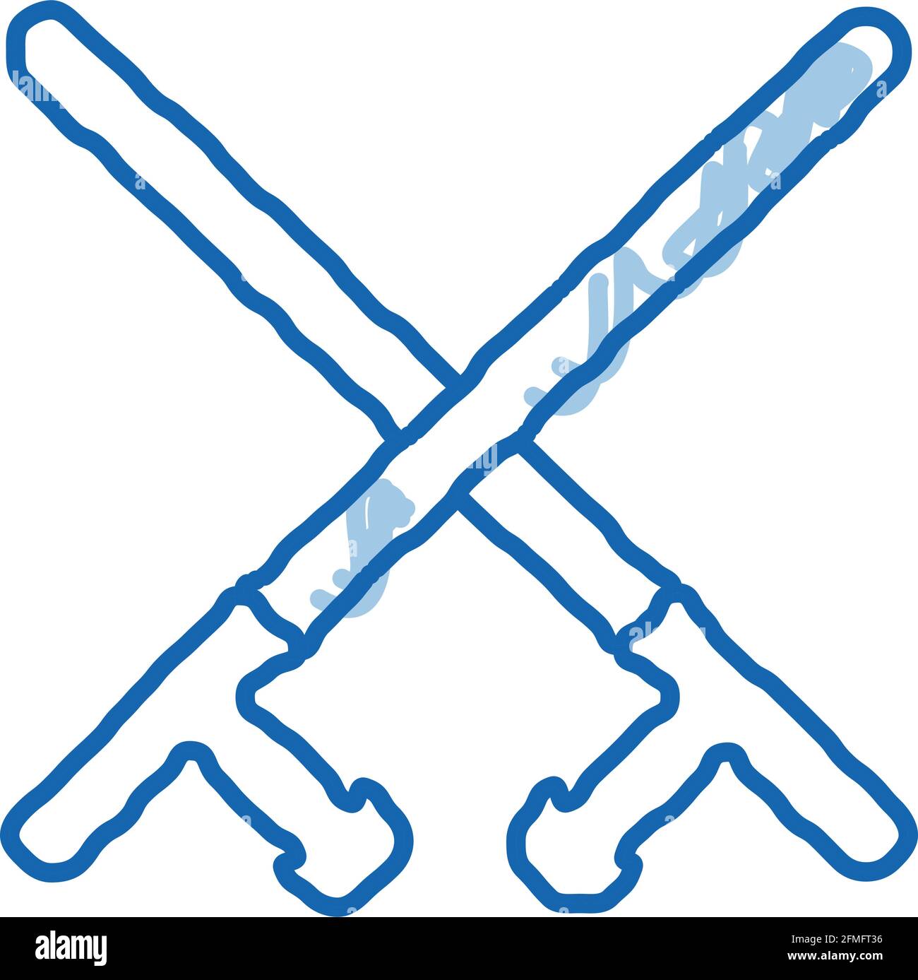 Crossed Police Batons doodle icon hand drawn illustration Stock Vector ...