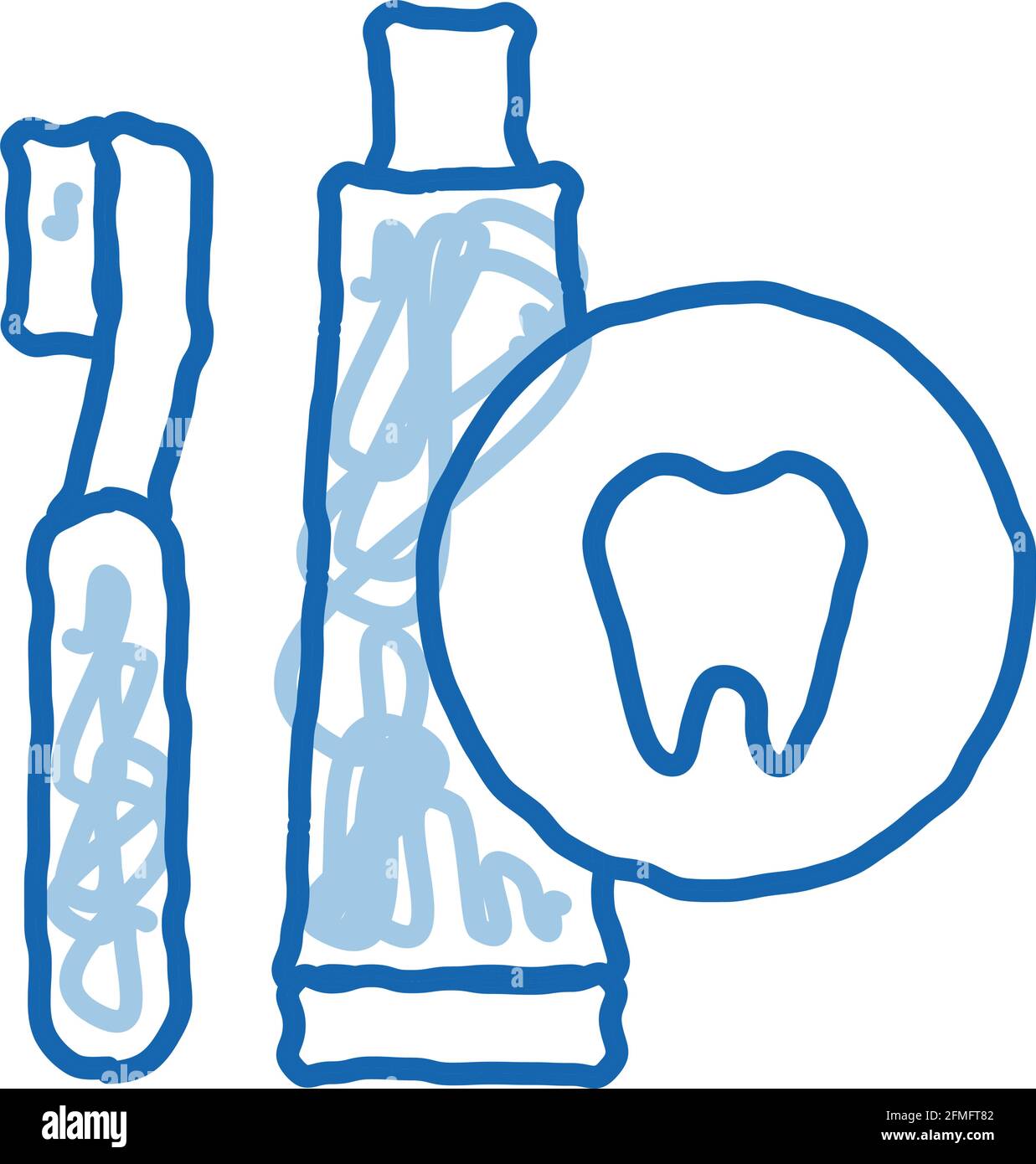 Toothbrush And Paste doodle icon hand drawn illustration Stock Vector ...