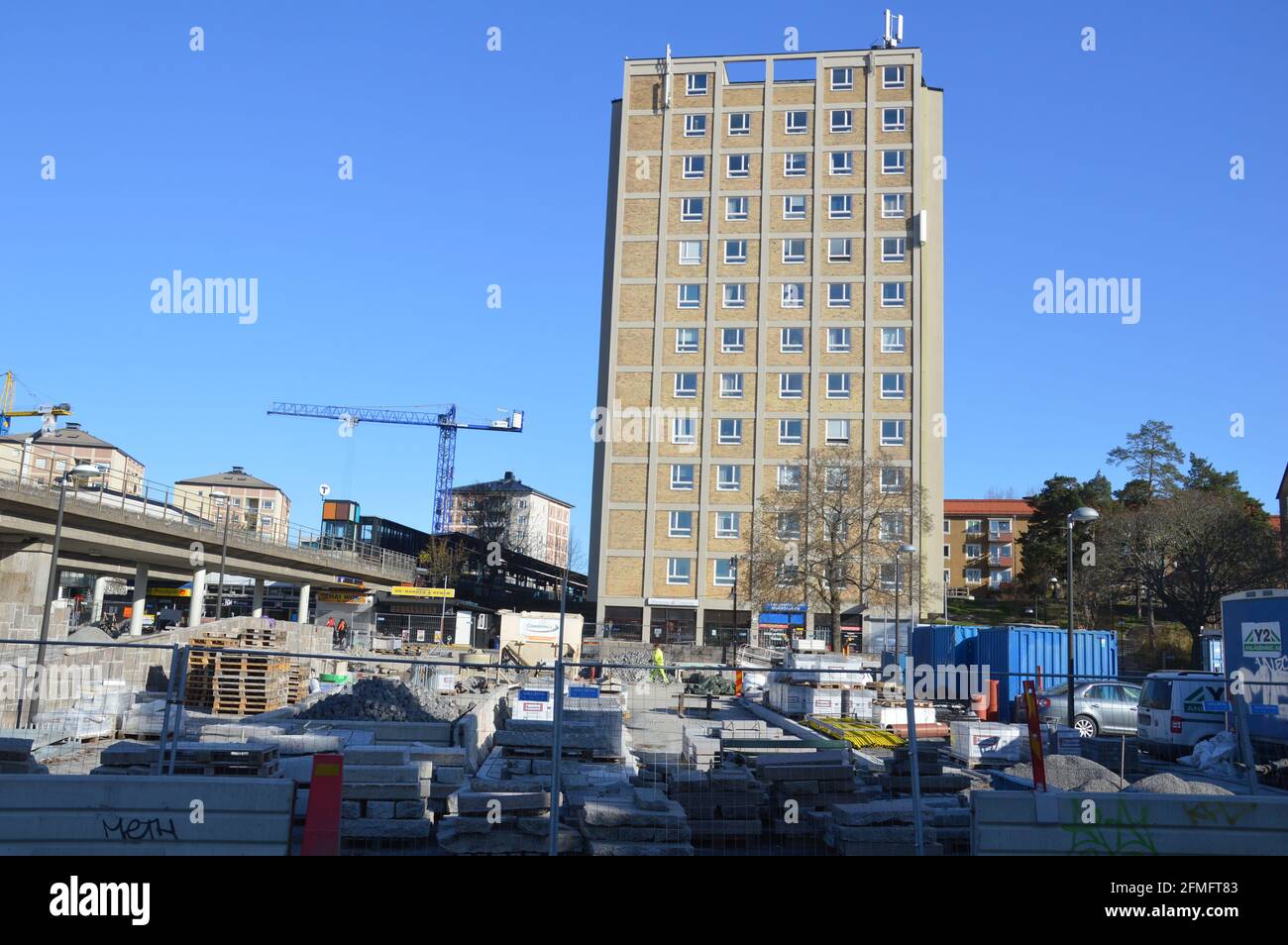 The high-rise building in central Kärrtorp, Stockholm, Sweden Stock ...