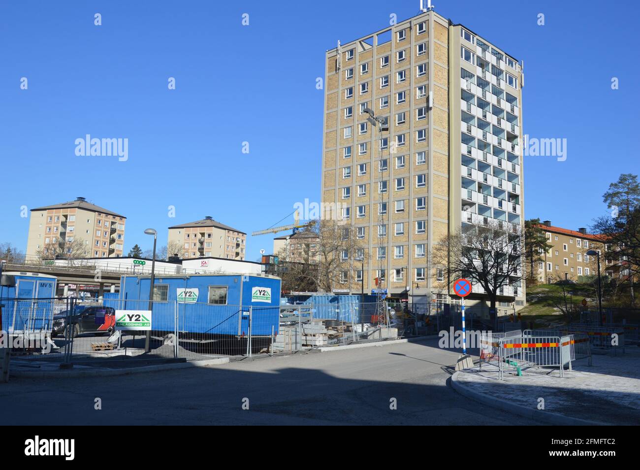 The high-rise building in central Kärrtorp, Stockholm, Sweden Stock ...