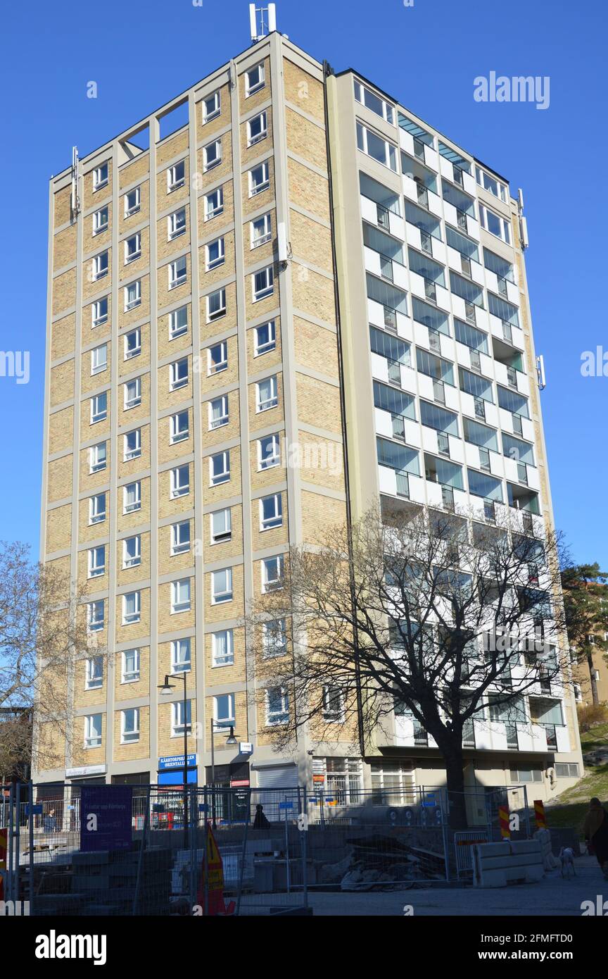 The high-rise building in central Kärrtorp, Stockholm, Sweden Stock ...