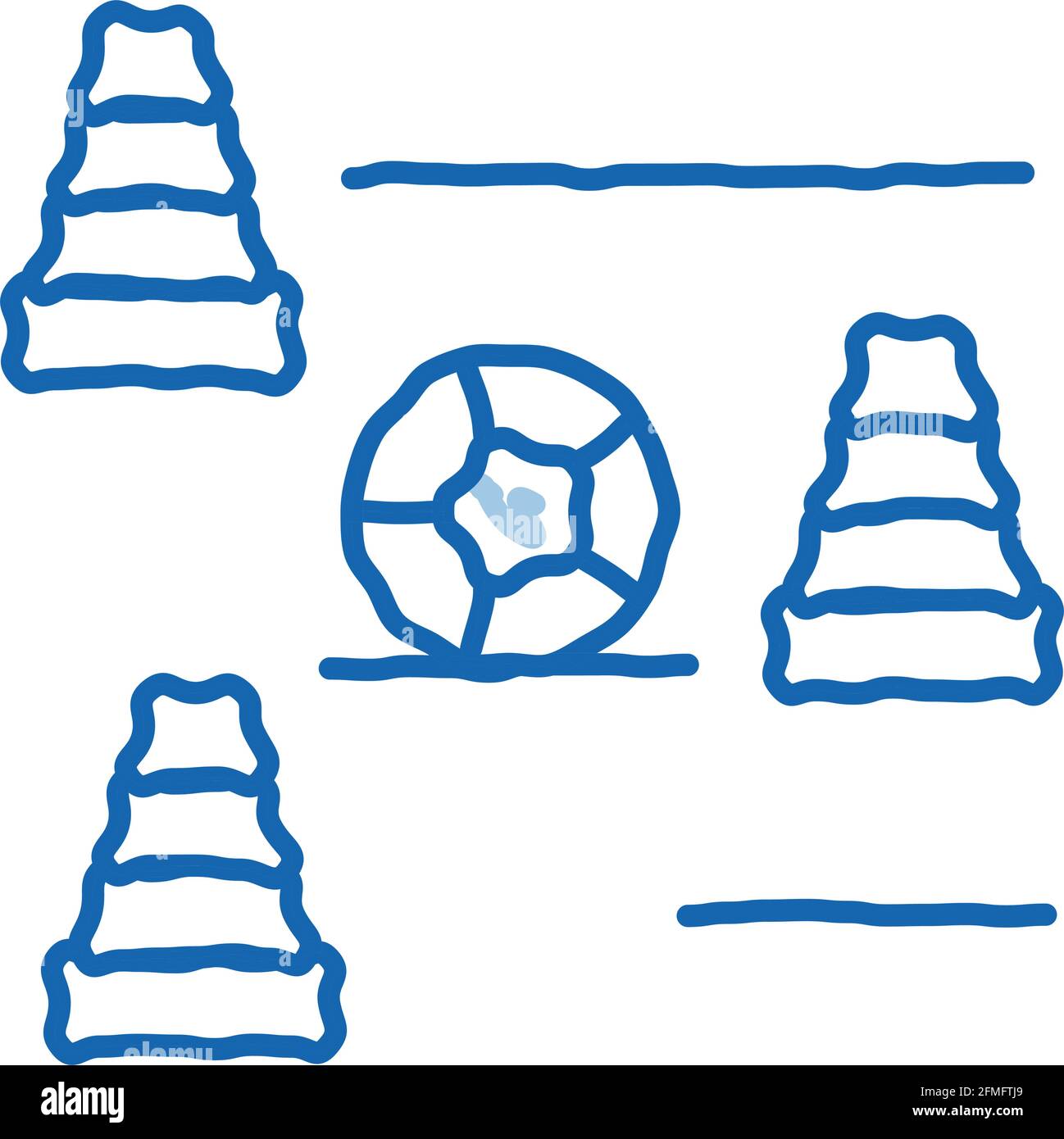 Ball And Training Cones doodle icon hand drawn illustration Stock ...