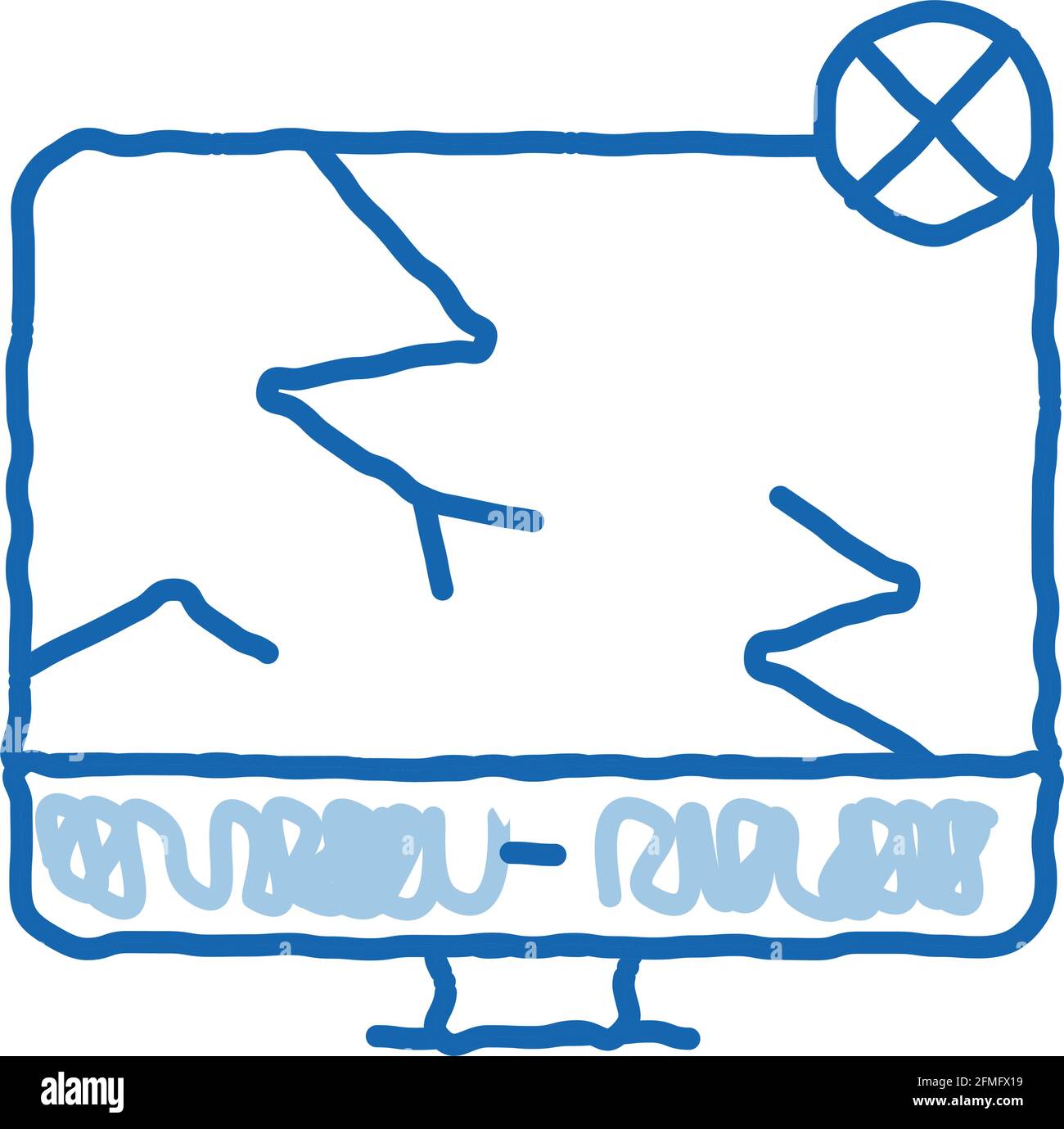 Wrecked Screen doodle icon hand drawn illustration Stock Vector Image ...