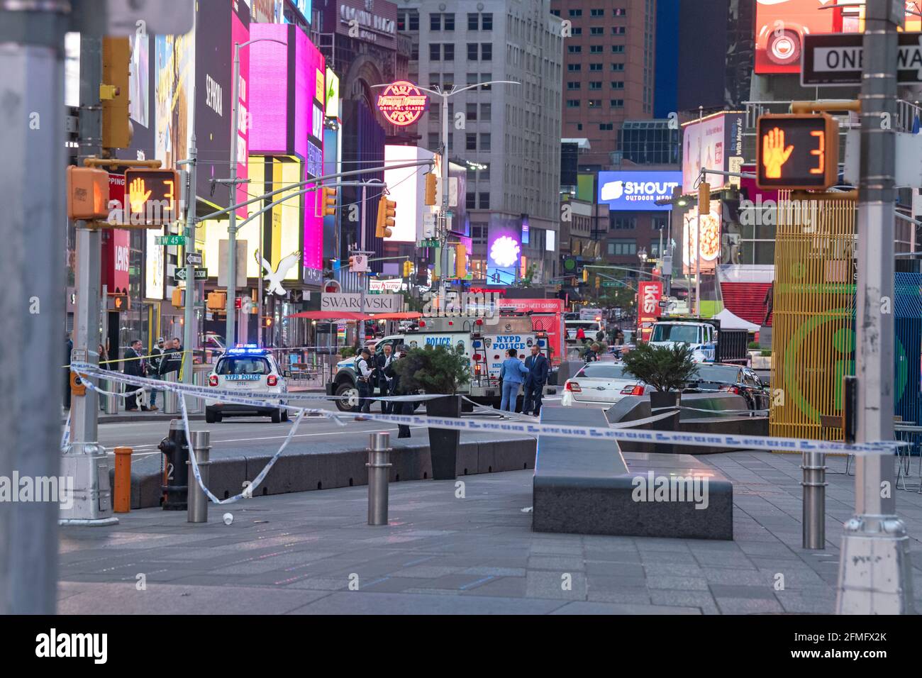 New York City Police Department (NYPD) officers block the streets at a ...