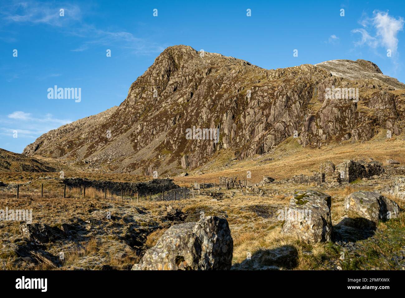 Stwlan Dam and the Moelwyn mountains near Blaenau Ffestiniog in ...