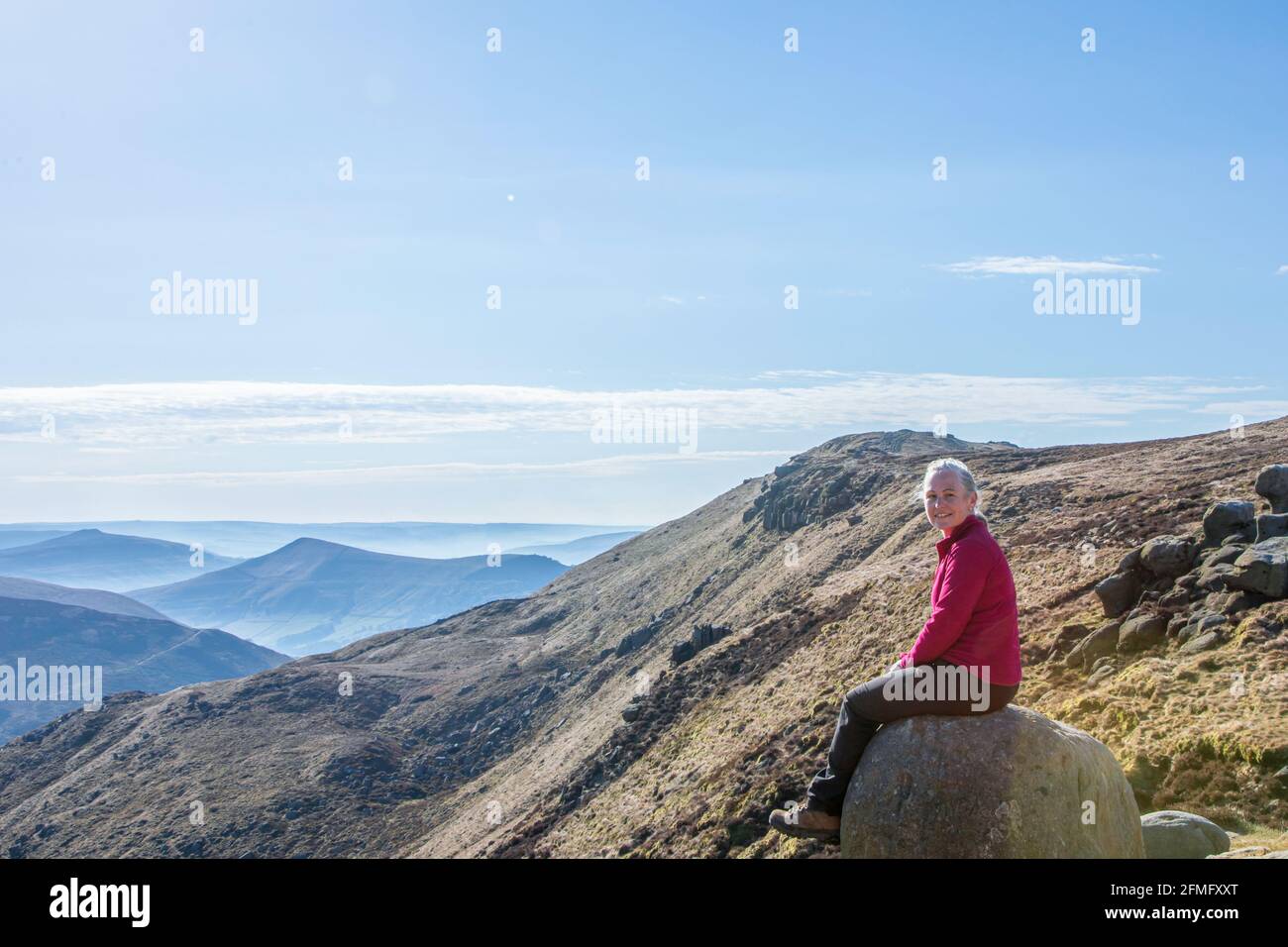 Happy Hiker in the Peak District Stock Photo - Alamy