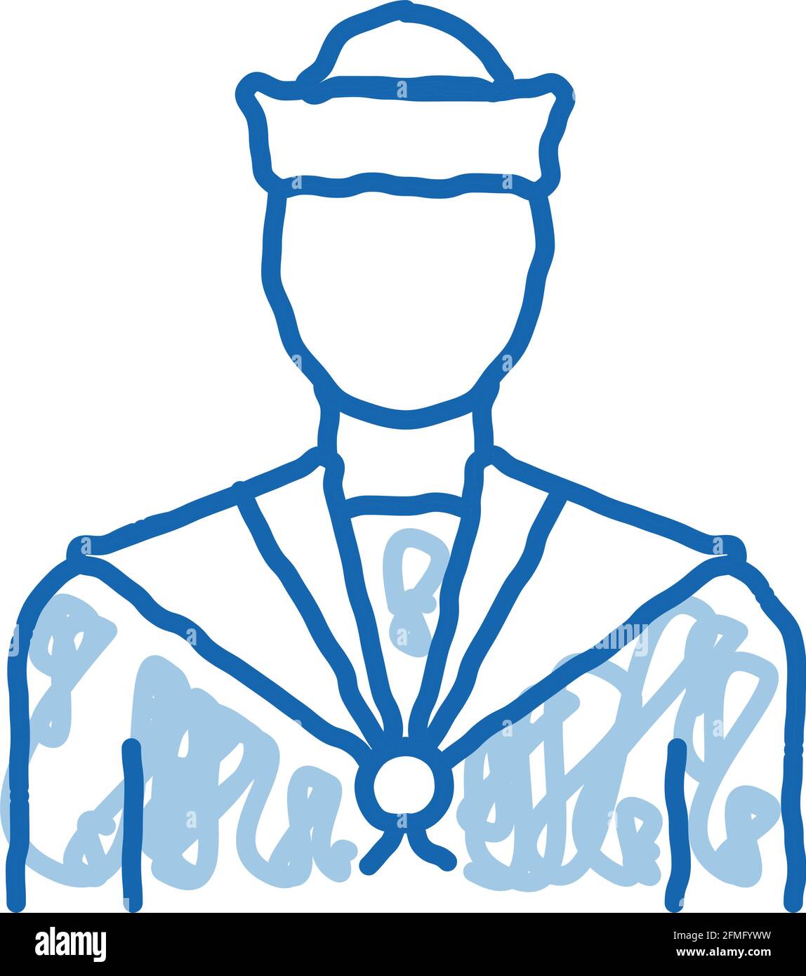 Sailor Silhouette doodle icon hand drawn illustration Stock Vector ...