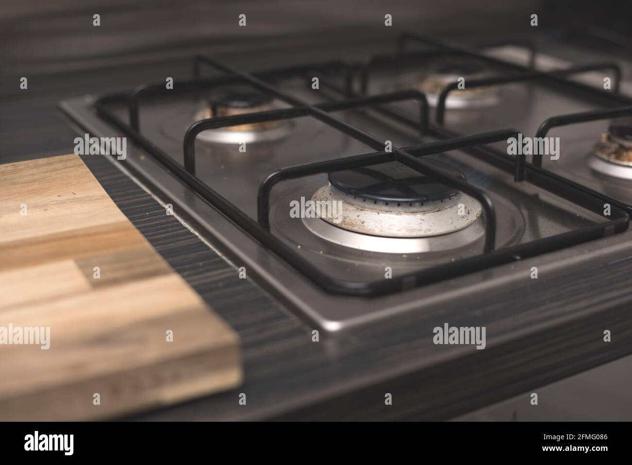 Gas cooker in modern kitchen - cleaning home appliances Stock Photo - Alamy