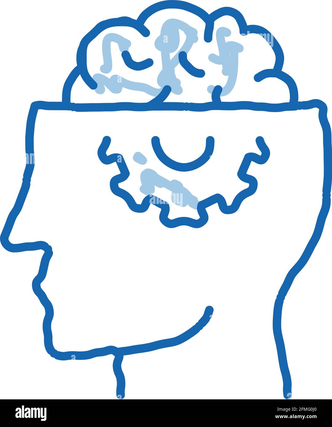 Human Brain Gear doodle icon hand drawn illustration Stock Vector Image ...