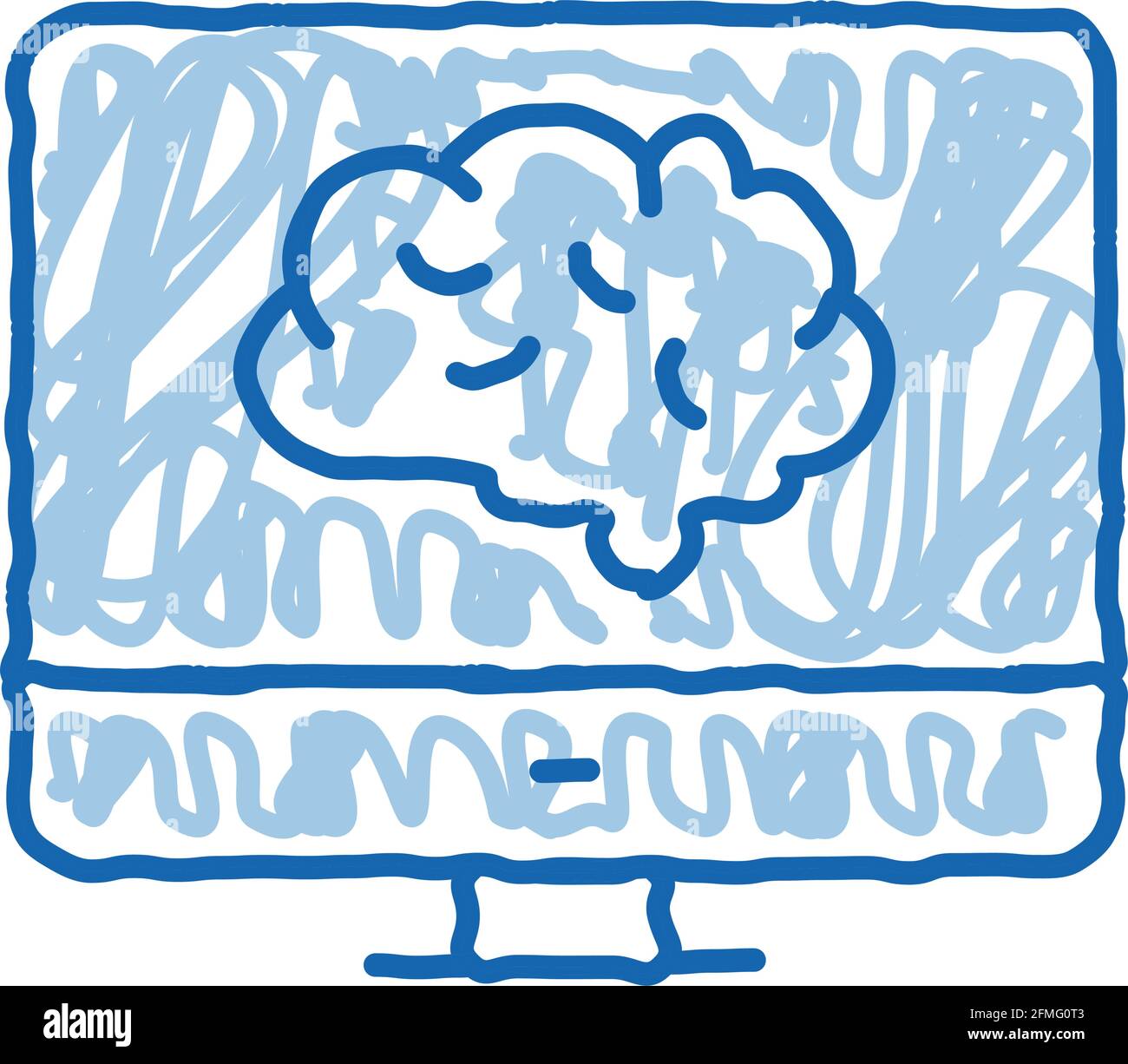 Brain On Display doodle icon hand drawn illustration Stock Vector Image ...