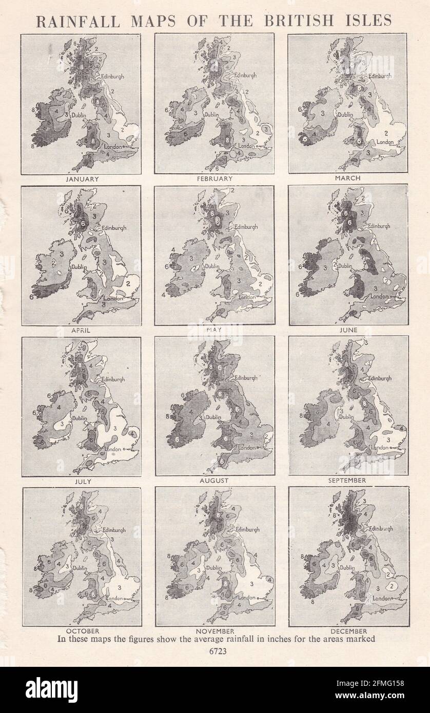 Vintage Average Rainfall maps of the British Isles 1940s Stock Photo ... Vintage Average Rainfall maps of the British Isles 1940s Stock Photo ...