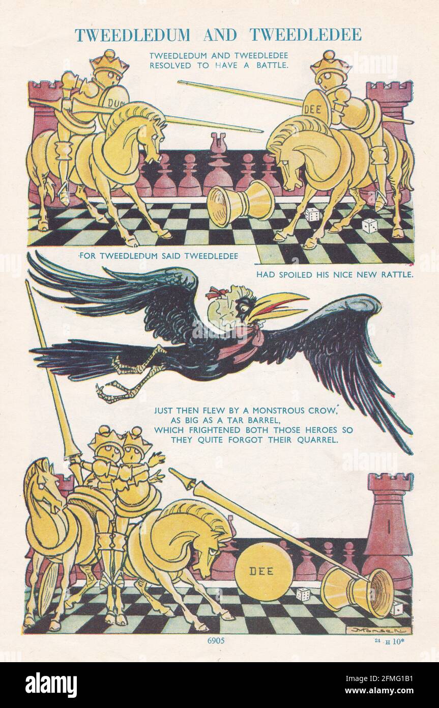 Vintage illustration of Tweedledum and Tweedledee Stock Photo - Alamy