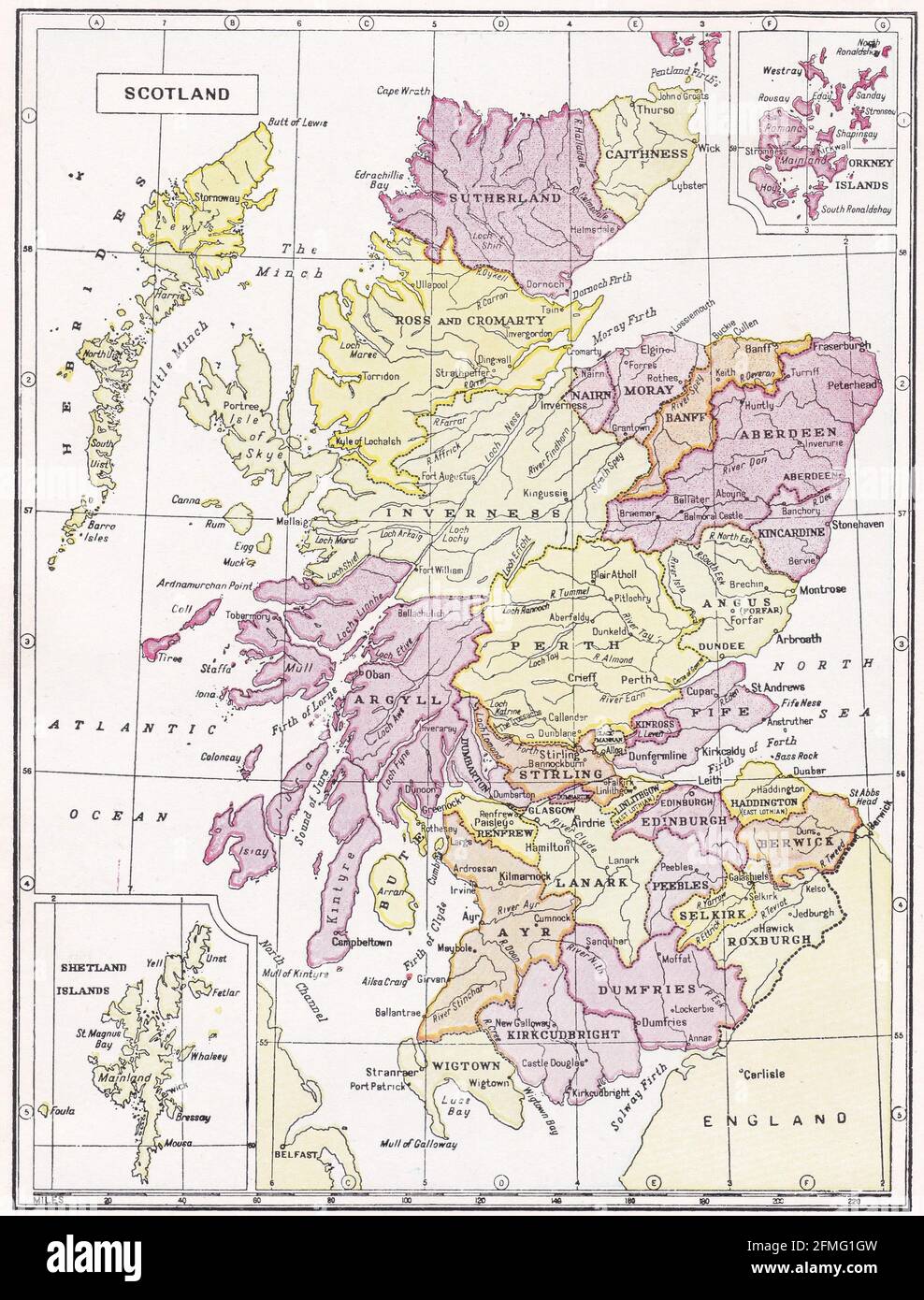 Vintage map of Scotland 1930s Stock Photo - Alamy