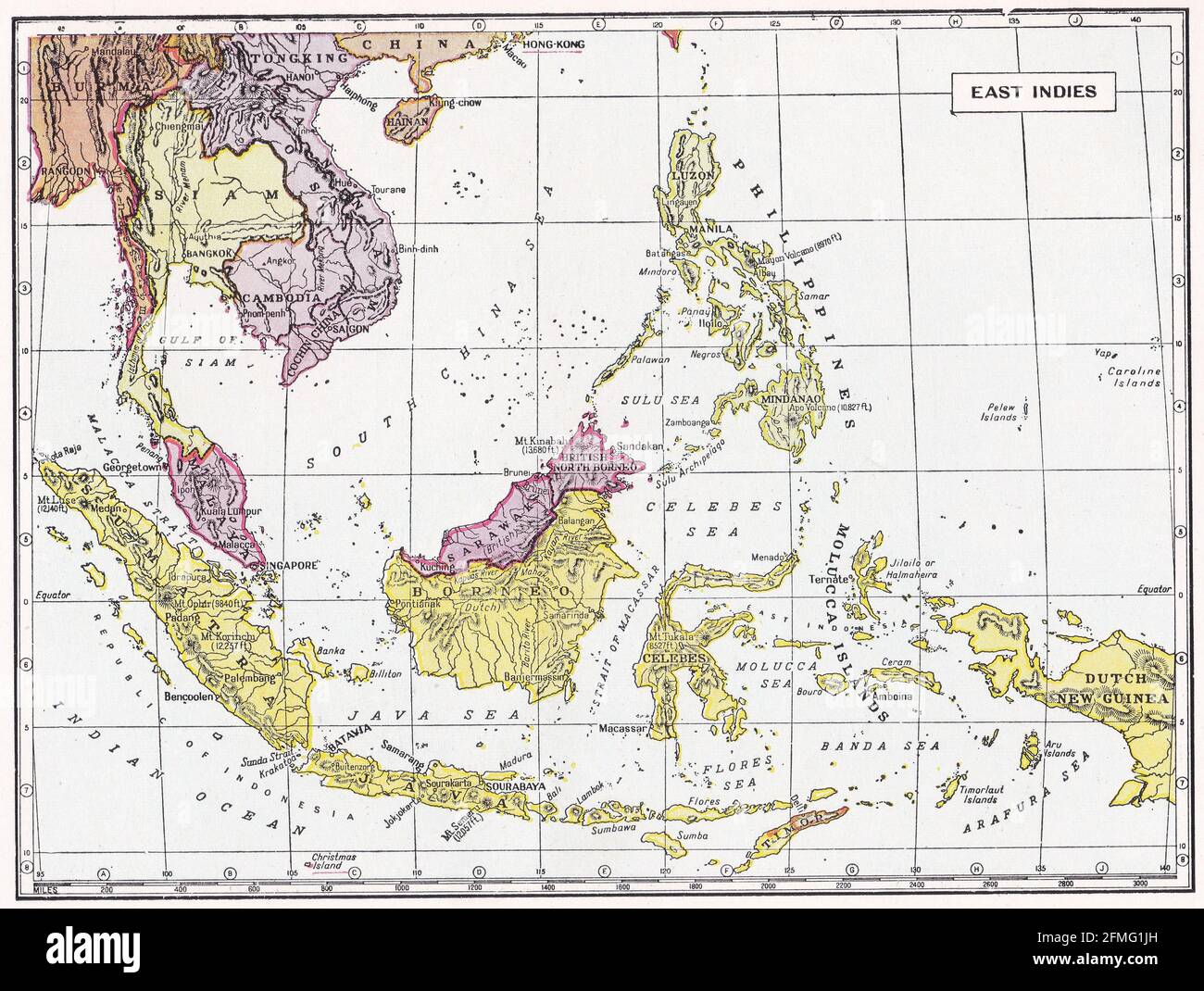 Vintage map of the East Indies 1930s Stock Photo - Alamy