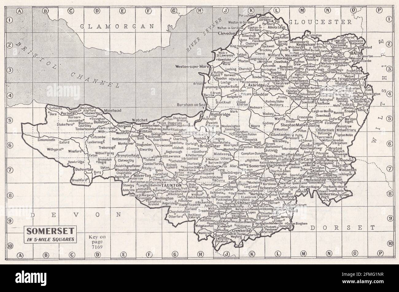 Vintage map of Somerset, UK 1930s Stock Photo - Alamy