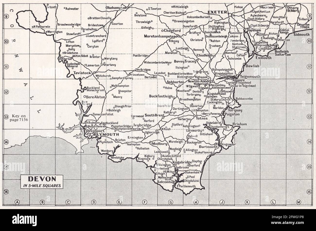 Vintage map of Devon, UK 1930s Stock Photo - Alamy