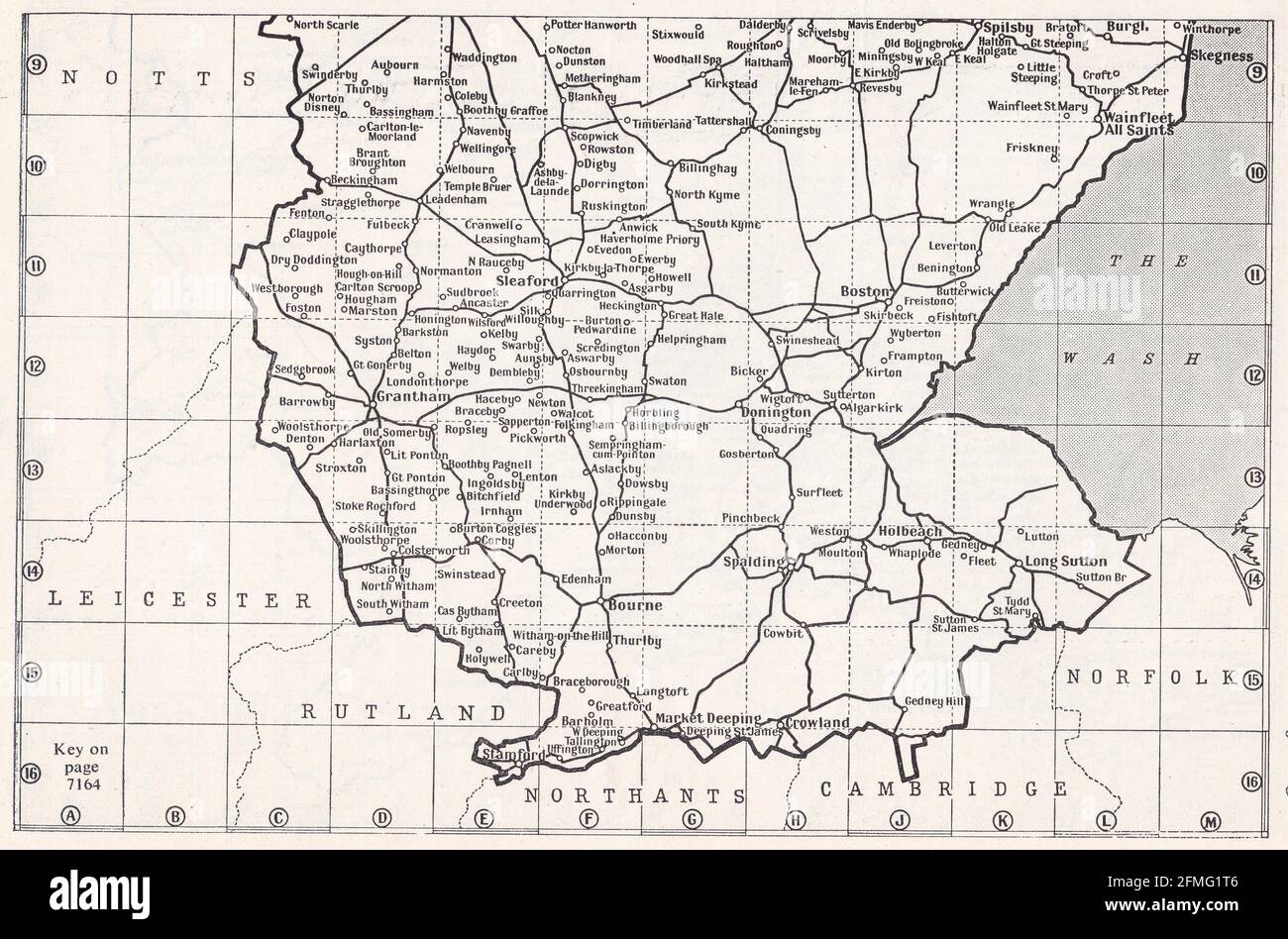 Vintage map of Lincolnshire, UK 1930s Stock Photo - Alamy