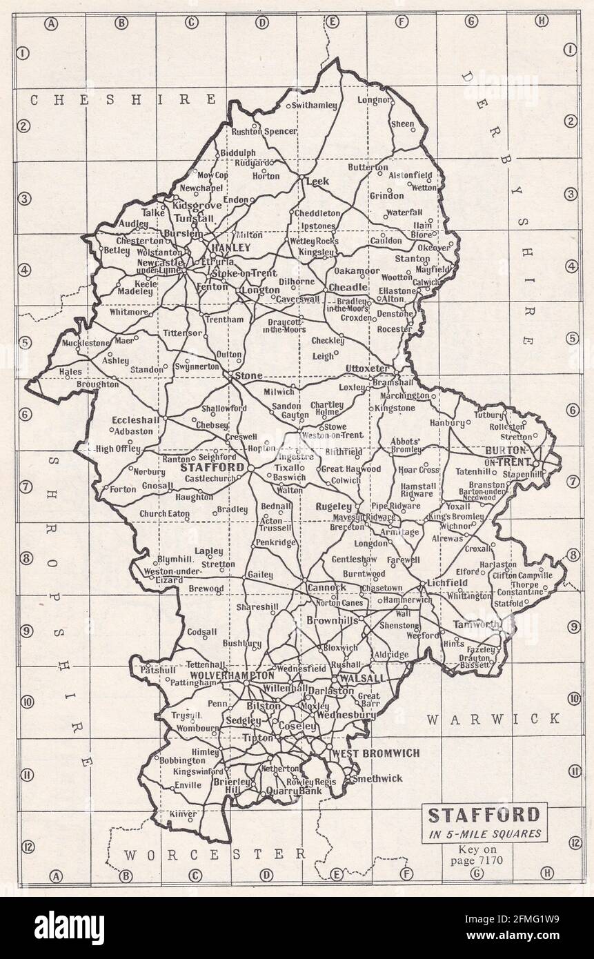 Vintage map of Stafford, UK, 1930s Stock Photo - Alamy