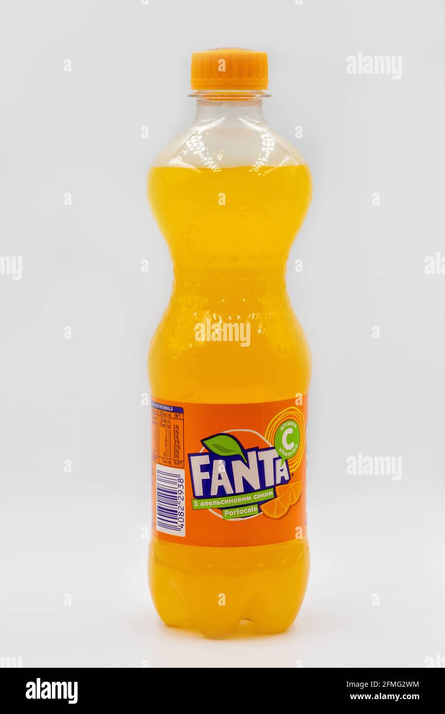 KYIV, UKRAINE - MARCH 27, 2021: Fanta sweet water in plastic bottle ...
