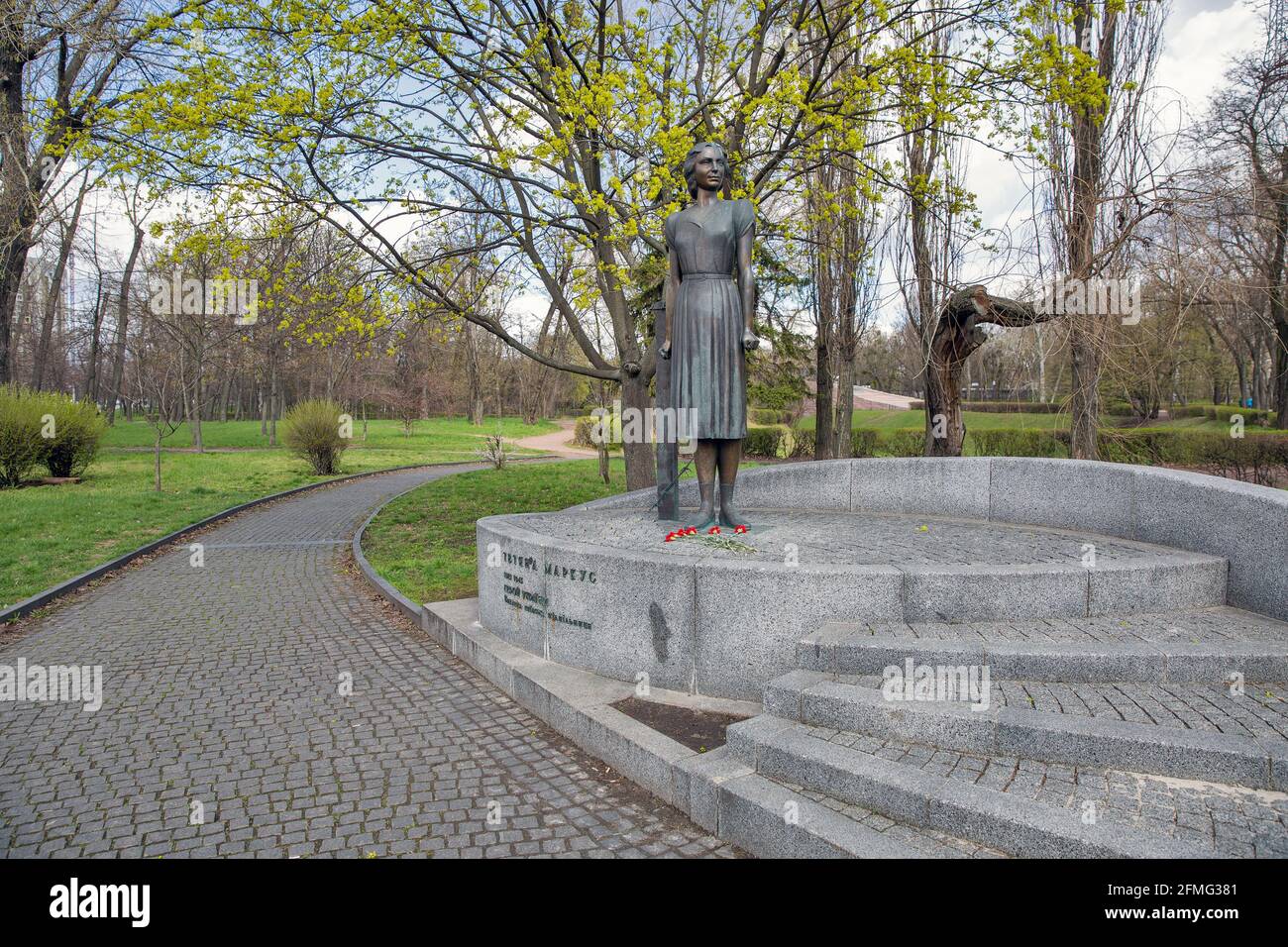 KYIV, UKRAINE - APRIL 24, 2021: Memorial statue of Markus Tetyana, Hero ...