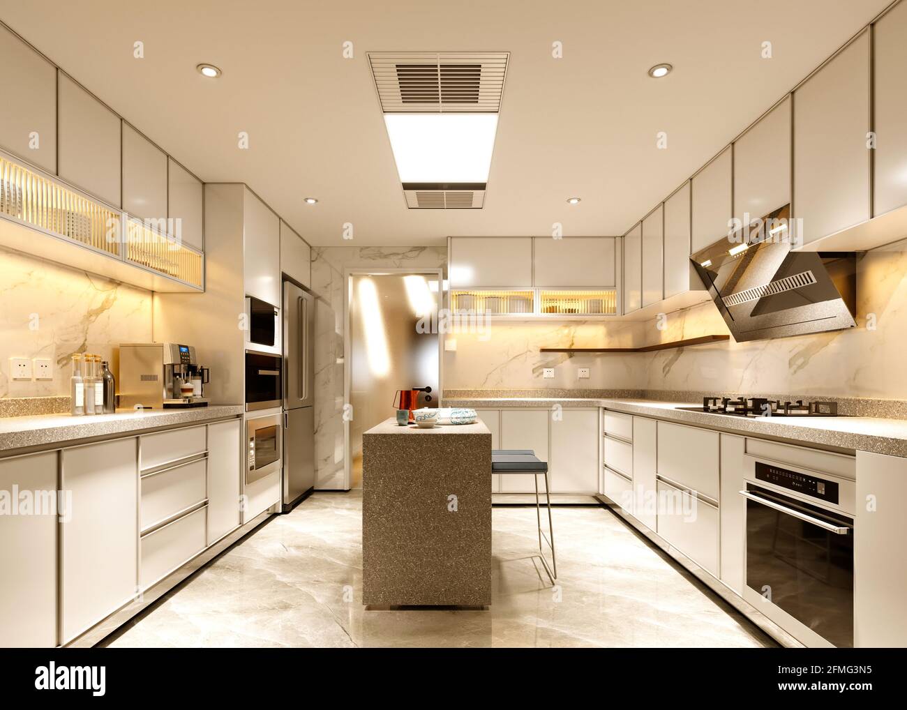 3d render of modern kitchen Stock Photo - Alamy