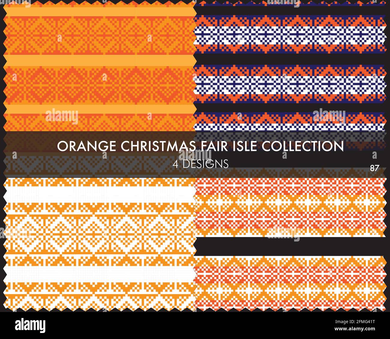 Christmas fair isle pattern collection includes 4 design swatches for ...