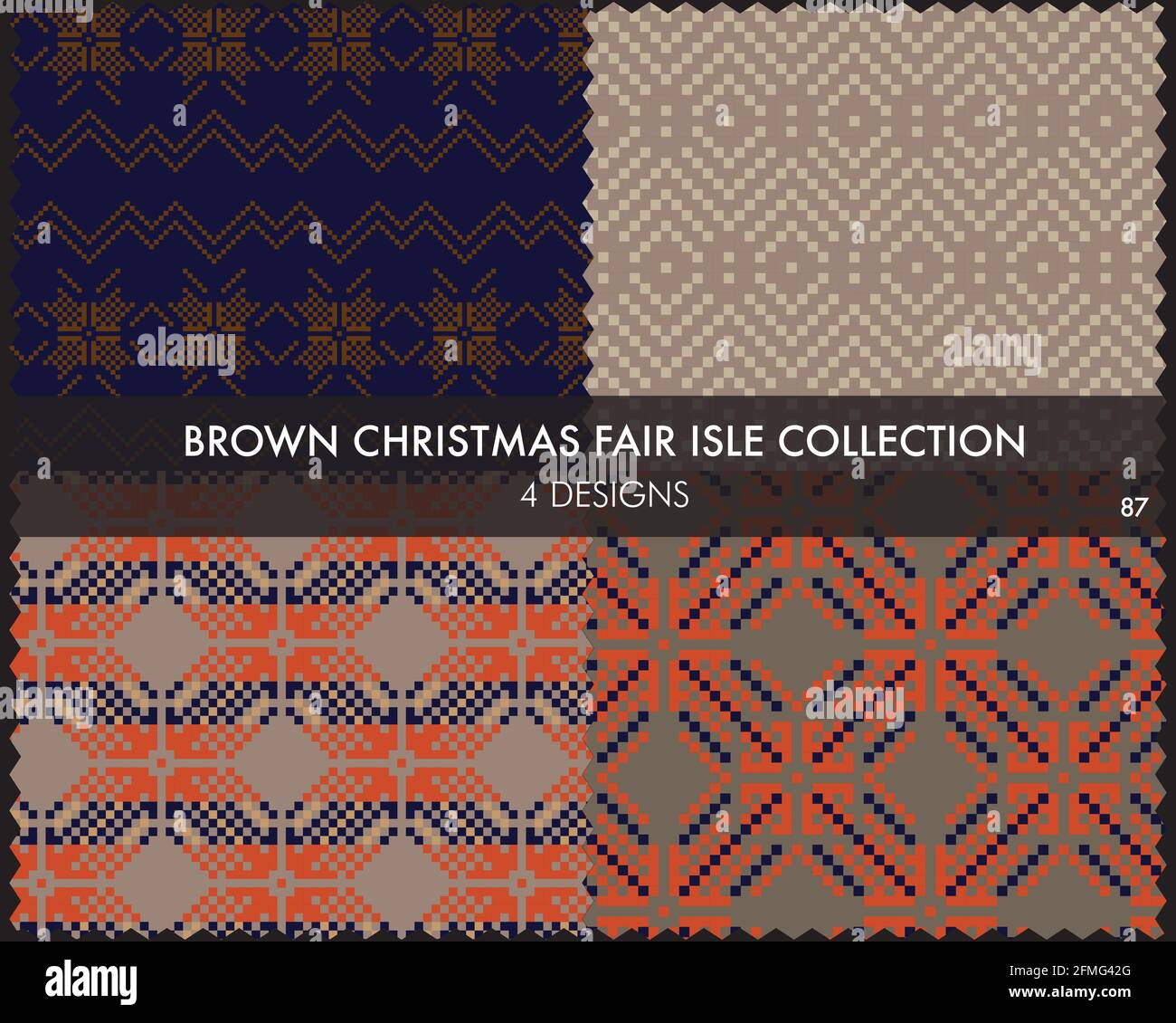 Christmas fair isle pattern collection includes 4 design swatches for ...