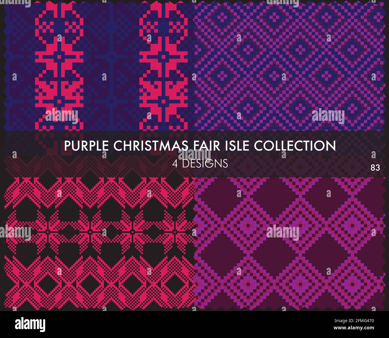 Christmas fair isle pattern collection includes 4 design swatches for ...