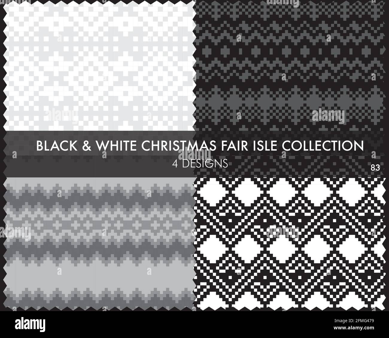 Christmas fair isle pattern collection includes 4 design swatches for ...