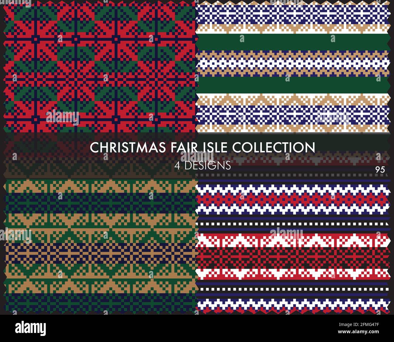 Christmas fair isle pattern collection includes 4 design swatches for ...