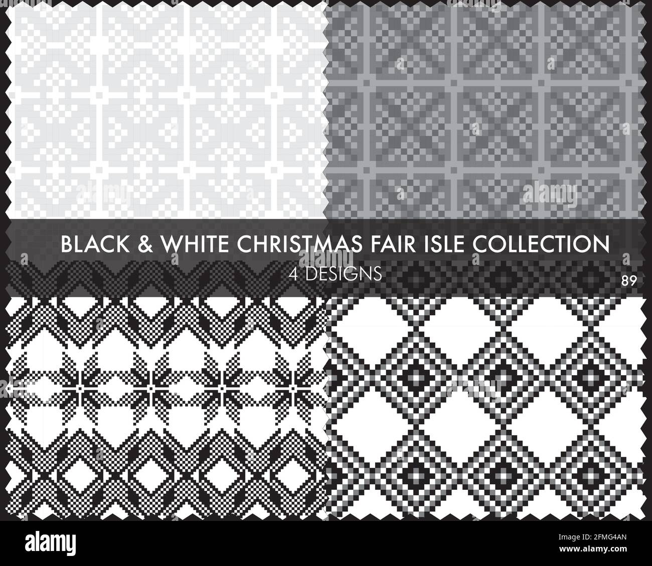 Christmas fair isle pattern collection includes 4 design swatches for ...