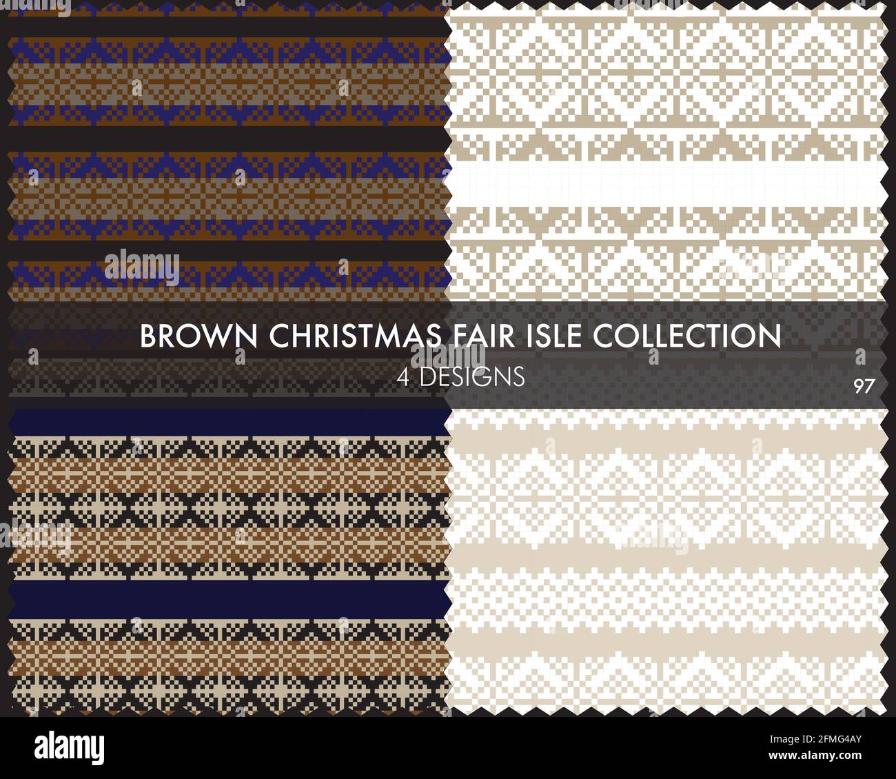 Christmas fair isle pattern collection includes 4 design swatches for ...