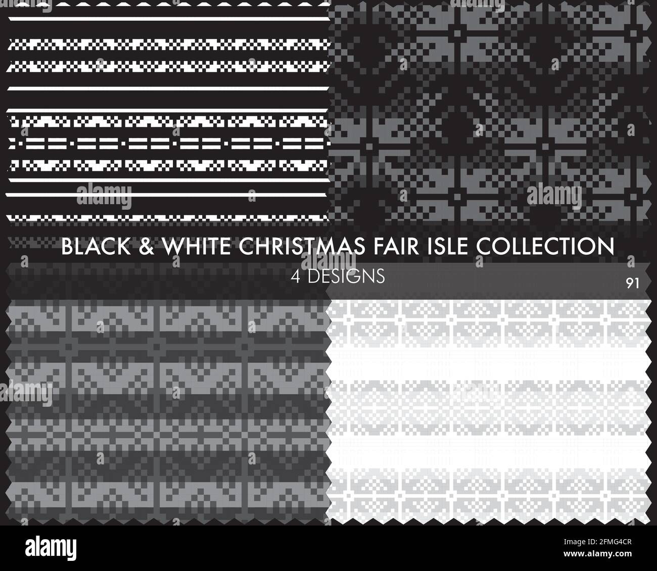 Christmas fair isle pattern collection includes 4 design swatches for ...