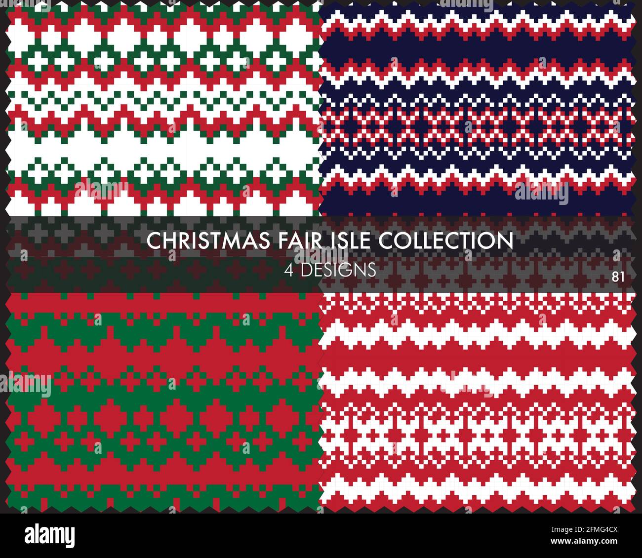 Christmas fair isle pattern collection includes 4 design swatches for ...