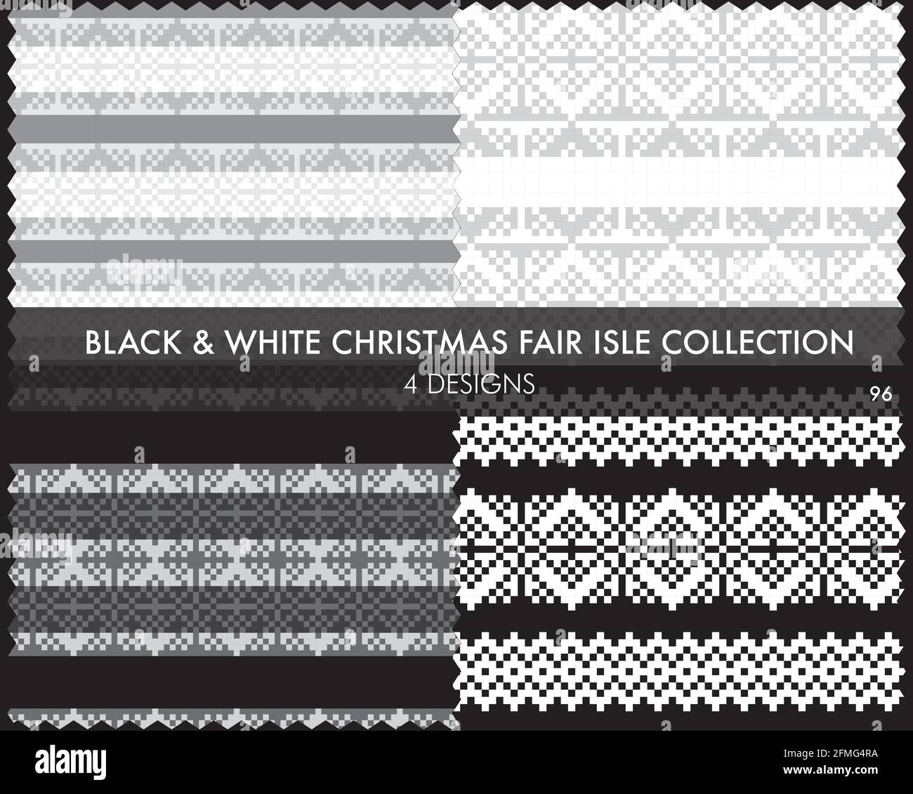 Christmas fair isle pattern collection includes 4 design swatches for ...