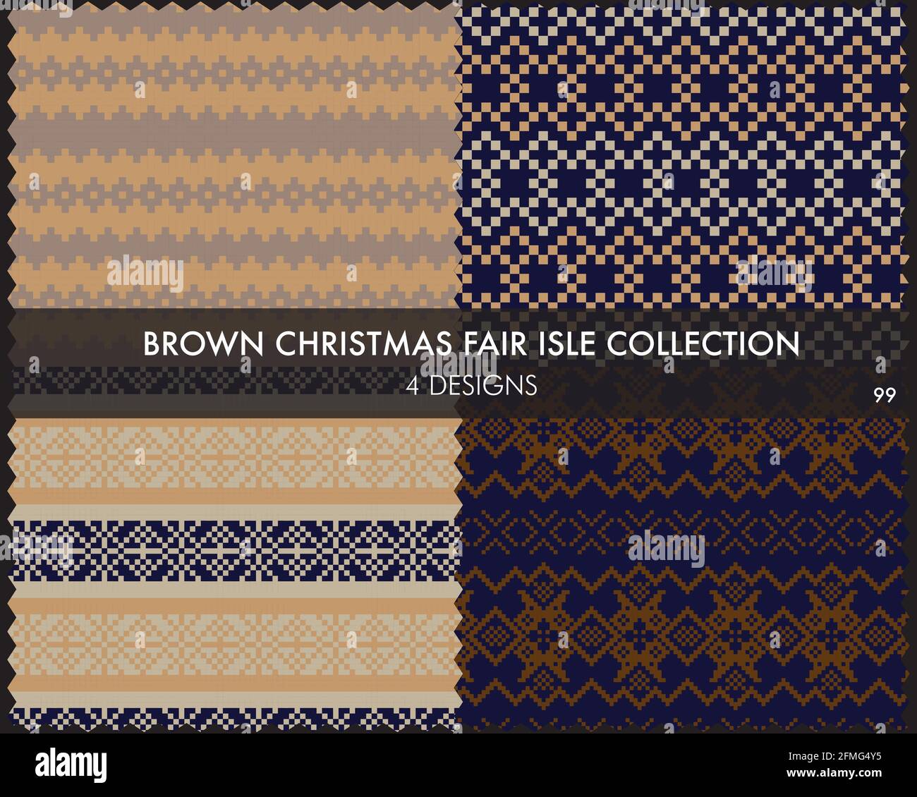 Christmas fair isle pattern collection includes 4 design swatches for ...