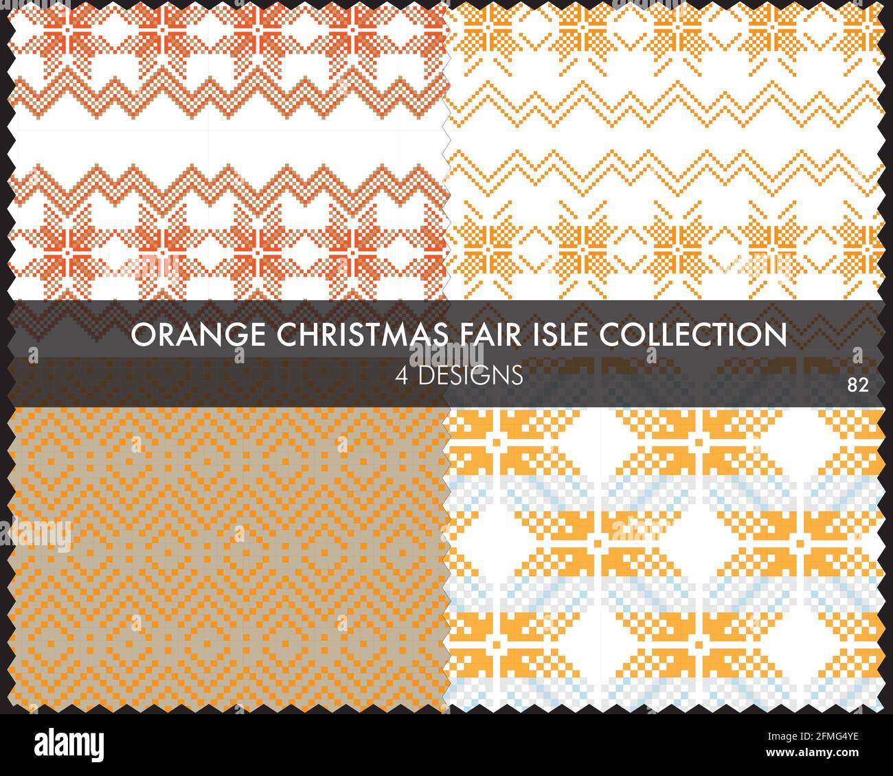 Christmas fair isle pattern collection includes 4 design swatches for ...
