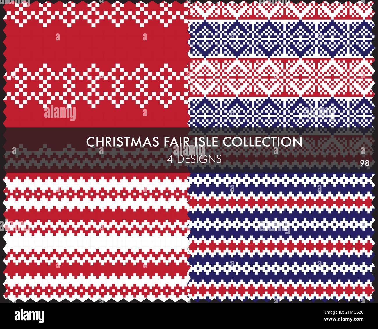 Christmas fair isle pattern collection includes 4 design swatches for ...