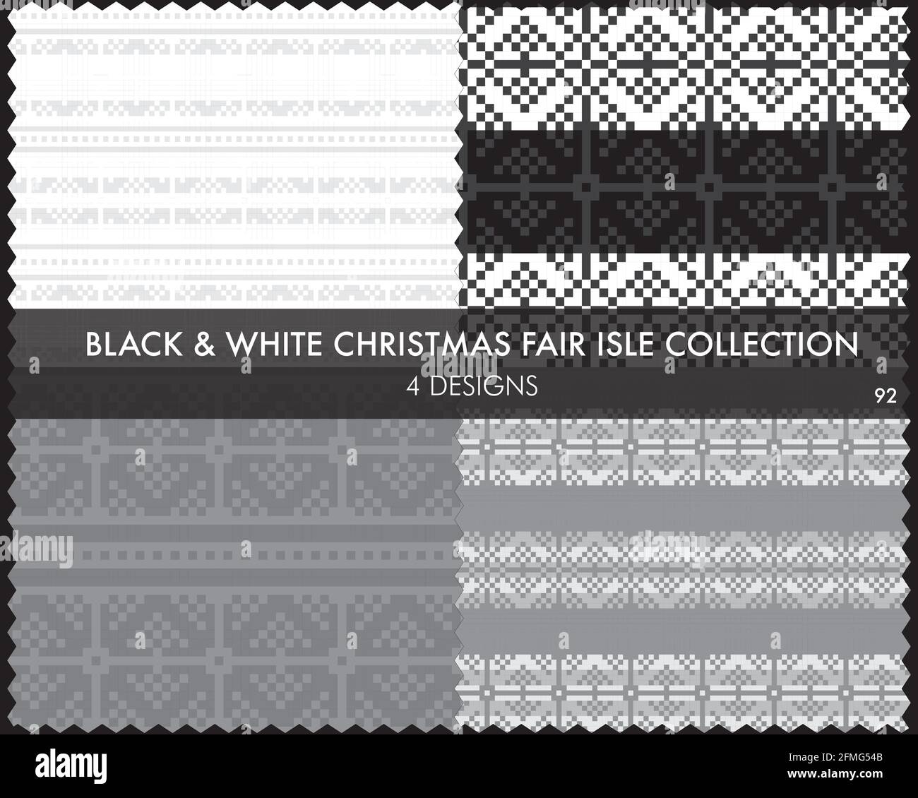 Christmas fair isle pattern collection includes 4 design swatches for ...