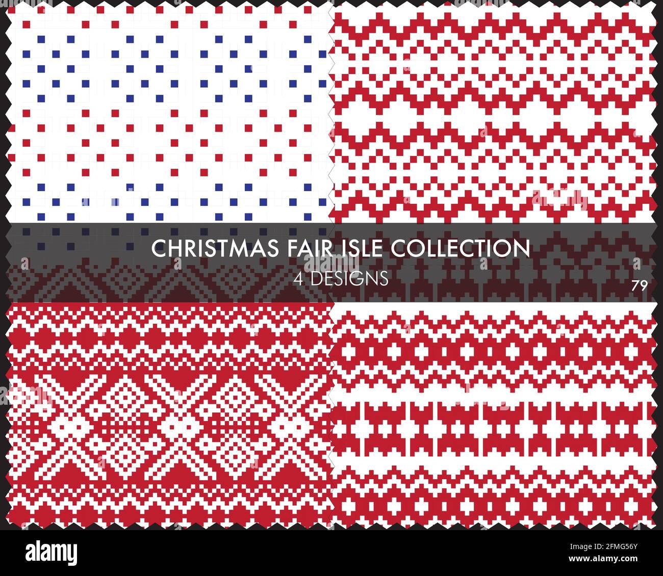 Christmas fair isle pattern collection includes 4 design swatches for ...