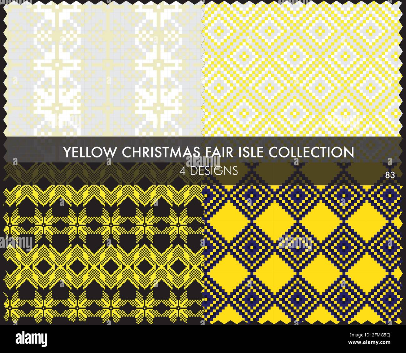 Christmas fair isle pattern collection includes 4 design swatches for ...