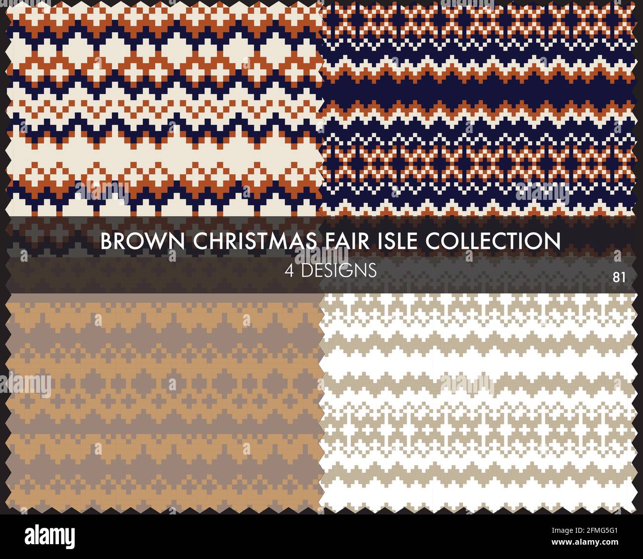 Christmas fair isle pattern collection includes 4 design swatches for ...