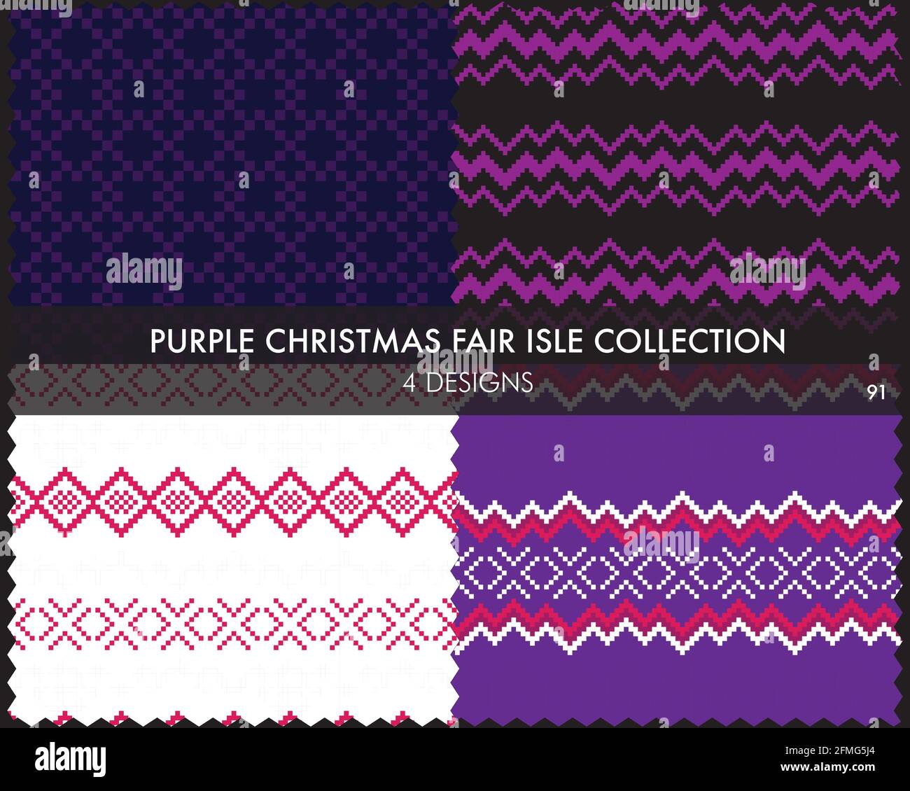 Christmas fair isle pattern collection includes 4 design swatches for ...