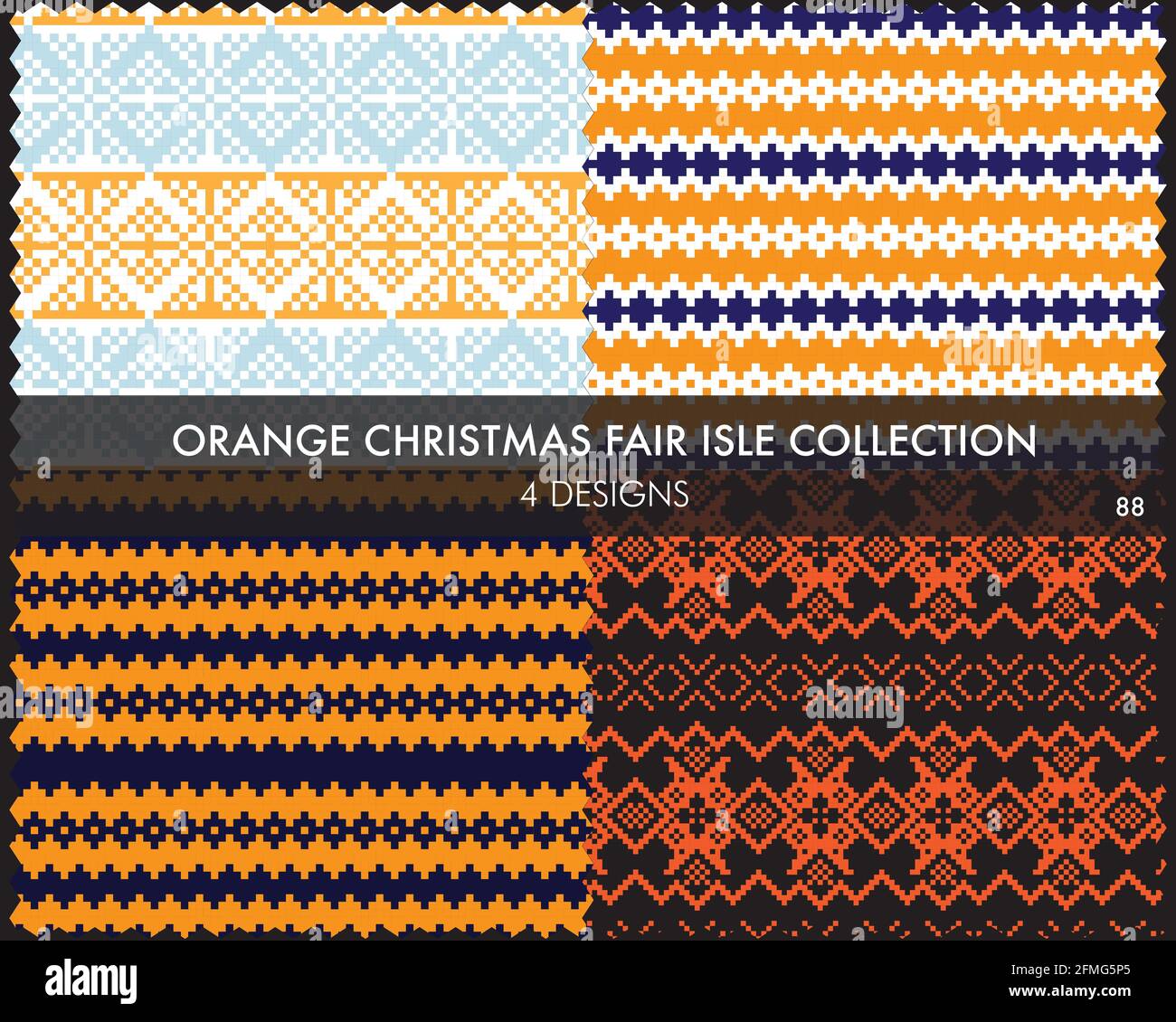 Christmas fair isle pattern collection includes 4 design swatches for ...