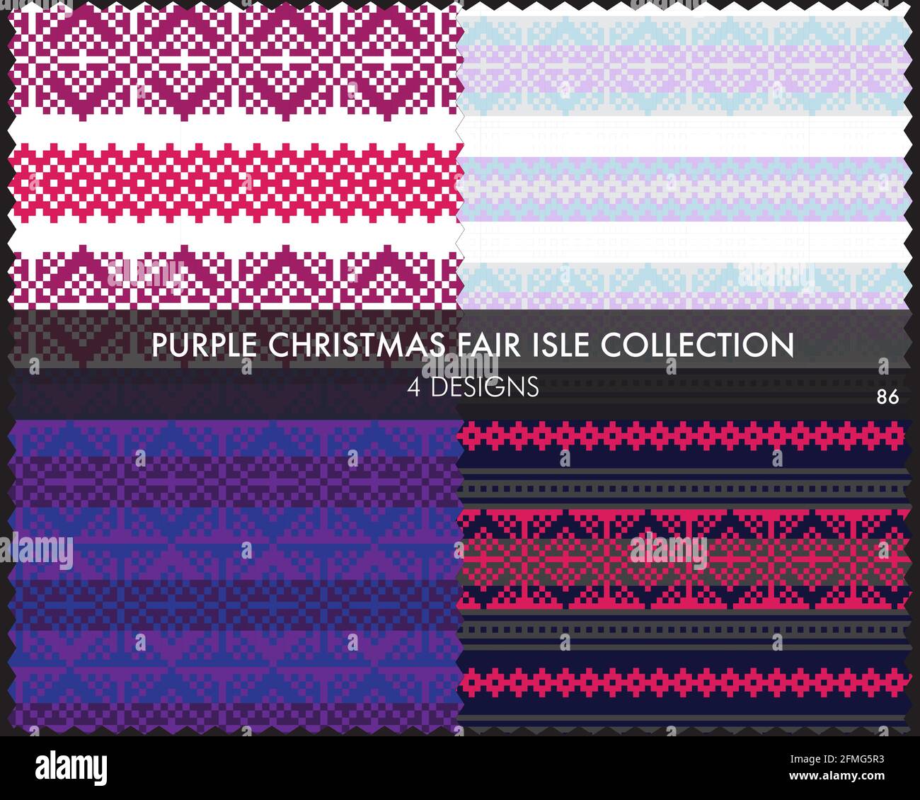 Christmas fair isle pattern collection includes 4 design swatches for ...