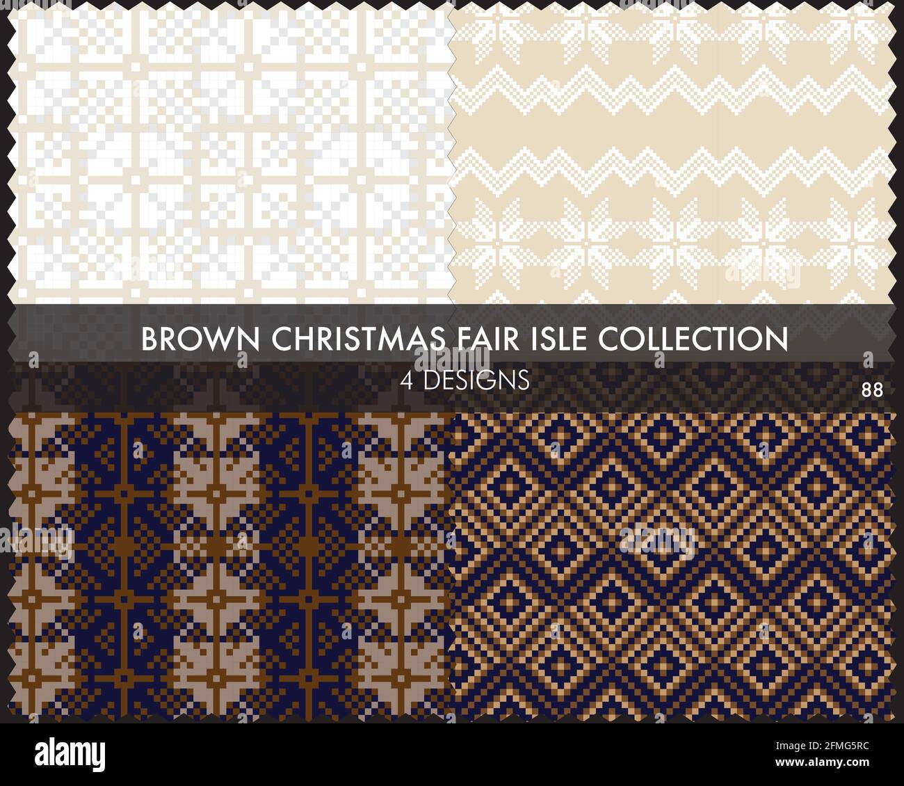 Christmas fair isle pattern collection includes 4 design swatches for ...